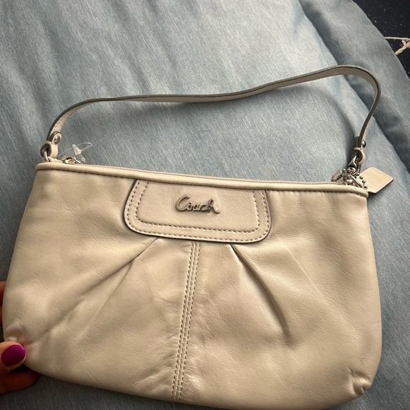 Coach | Bags | Coach Cream Leather Wrislet | Poshmark
